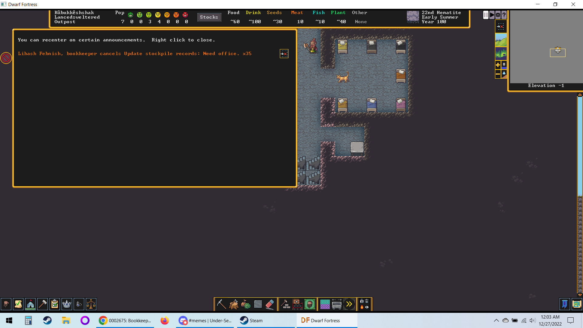 Bookkeeper refusing to Bookkeep even with an office. :: Dwarf Fortress ...