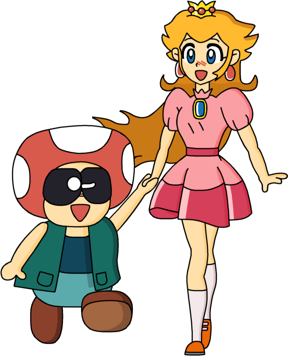 Toad and Peach Strolling (Fanart) - Myst_Knight - Super Mario & Related ...