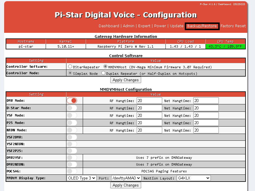 Backing up or restoring the configuration of your Pi-Star – M3ISJ