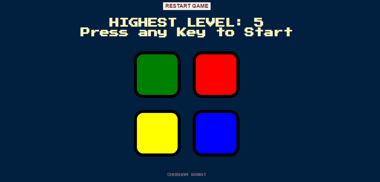 GitHub - Shubhamrawat5/simon-color-game: memory skill - color sequence game