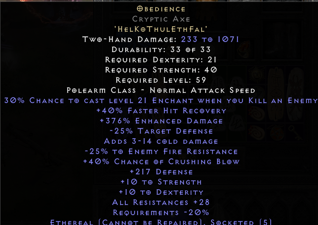 Ft Obedience Eth Cryptic Axe 28allres - Topic - d2jsp
