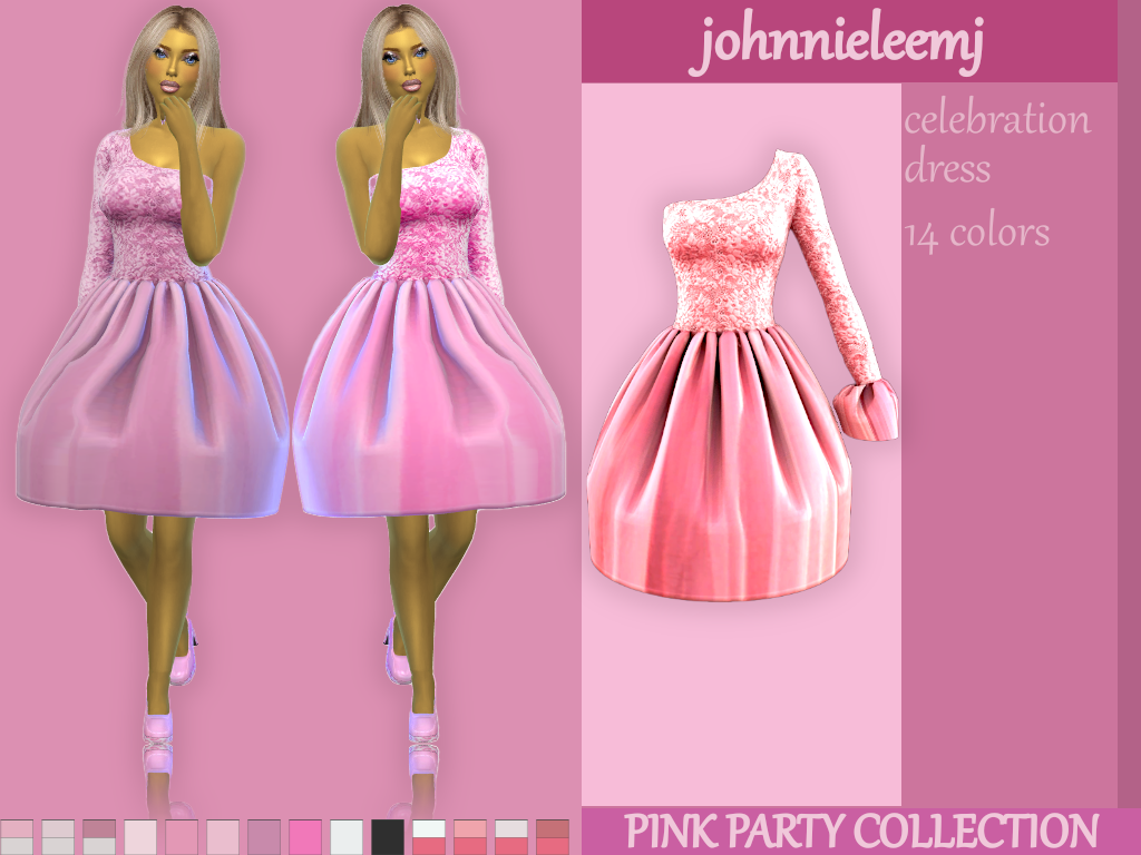 johnnieleemj Celebration Dress ( Pink Party Collection ) - The Sims 4 ...