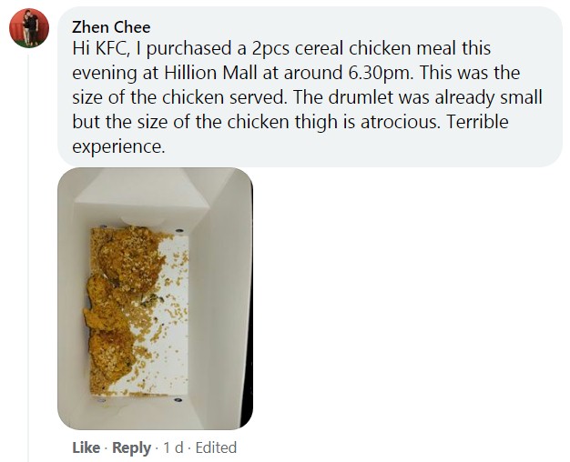 [GPGT] KFC Cereal Chicken shrink until so small pieces? | HardwareZone ...