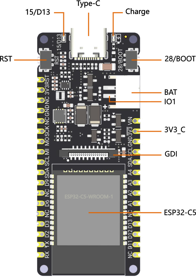 DF Robot FireBeetle 2 ESP32-C5 Dev Board – WiFi 6 (Dual-Band 2.4G/5G ...