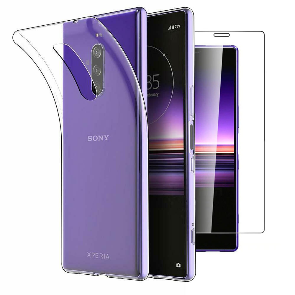 For Sony Xperia 1 Case Clear Slim Gel Cover & Glass Screen Protector | eBay