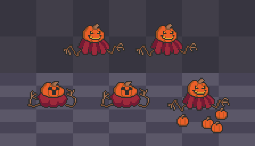 2D Pixel Art Pumpkin Monster by Elthen's Pixel Art Shop