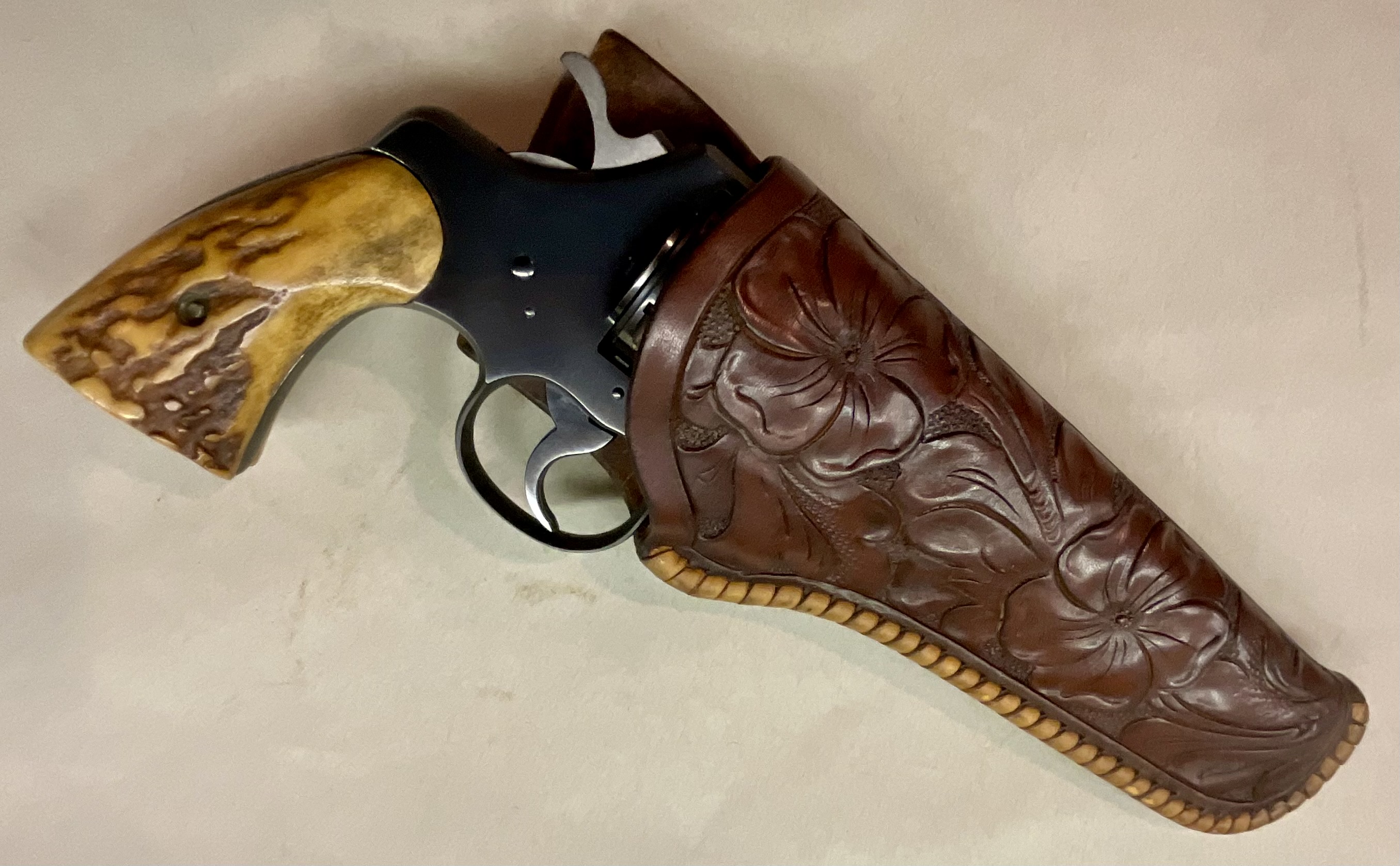 Sold/Withdrawn - Heiser carved 6” Colt OP holster, Arvo Ojala 4” Combat ...