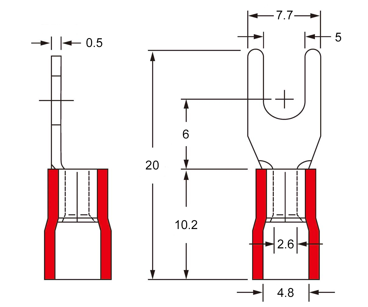 Lug Spade 5mm - Red (25 Pack) - Micro Robotics