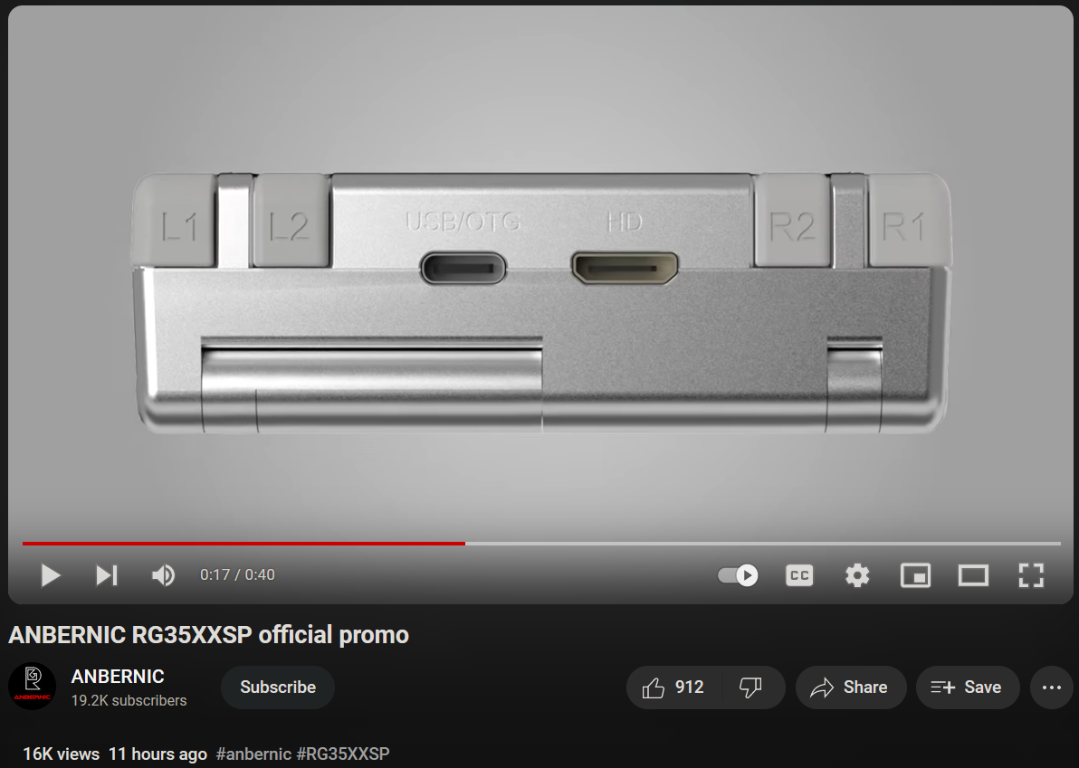 Anbernic RG35XXSP official promo. Confirmed: magnet lid sensor ...