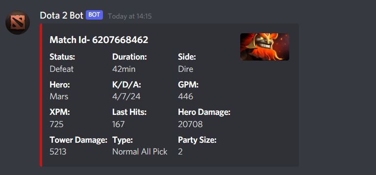 GitHub - pawan1107/DiscordDotaBot: A discord bot to see dota stats.