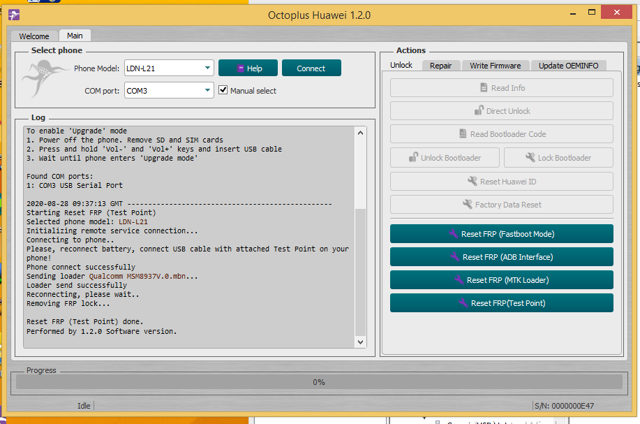 Huawei Y7 Prime LDN-L21 Reset FRP (Test Point) done ctoplus Huawei Tool ...