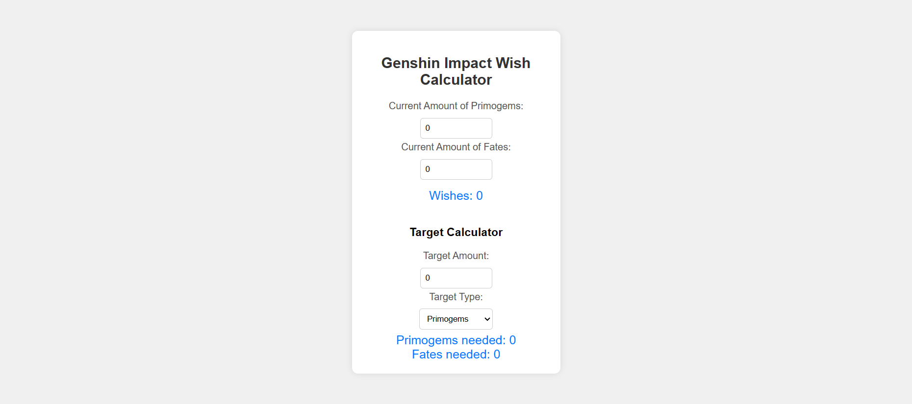 Genshin Impact Wish Calculator