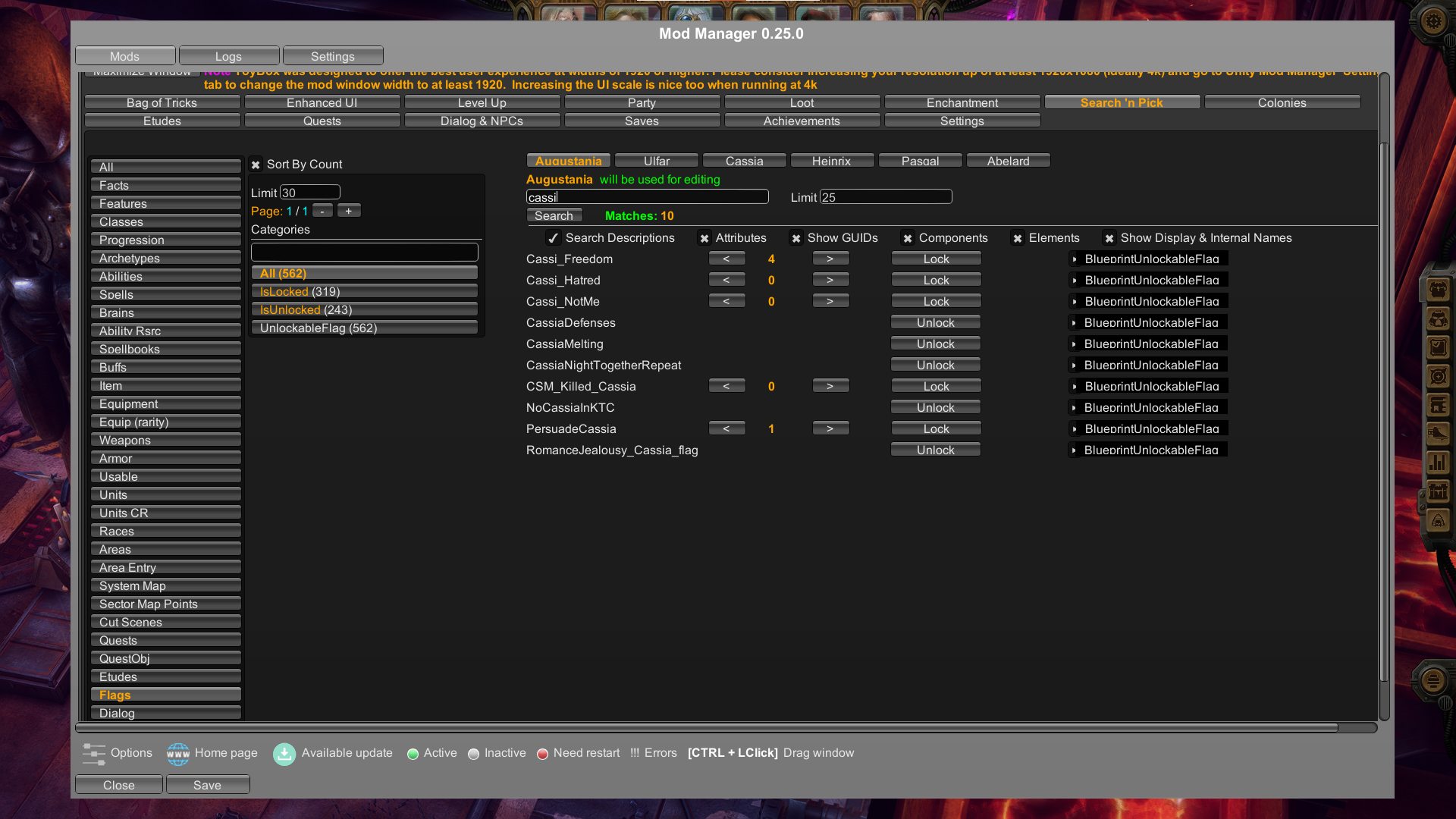How to find Character flags with toybox? : r/RogueTraderCRPG