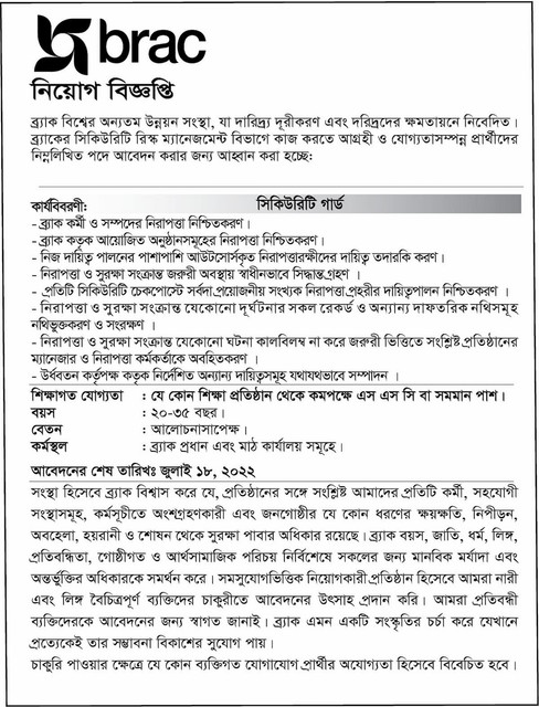 BRAC NGO Job Circular 2022 - www.brac.net