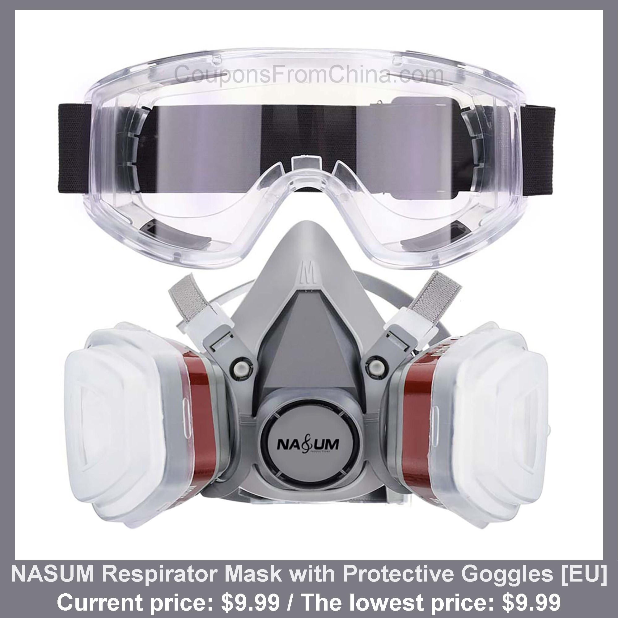 NASUM Respirator Mask with Protective Goggles [EU] for 9.99 USD without ...