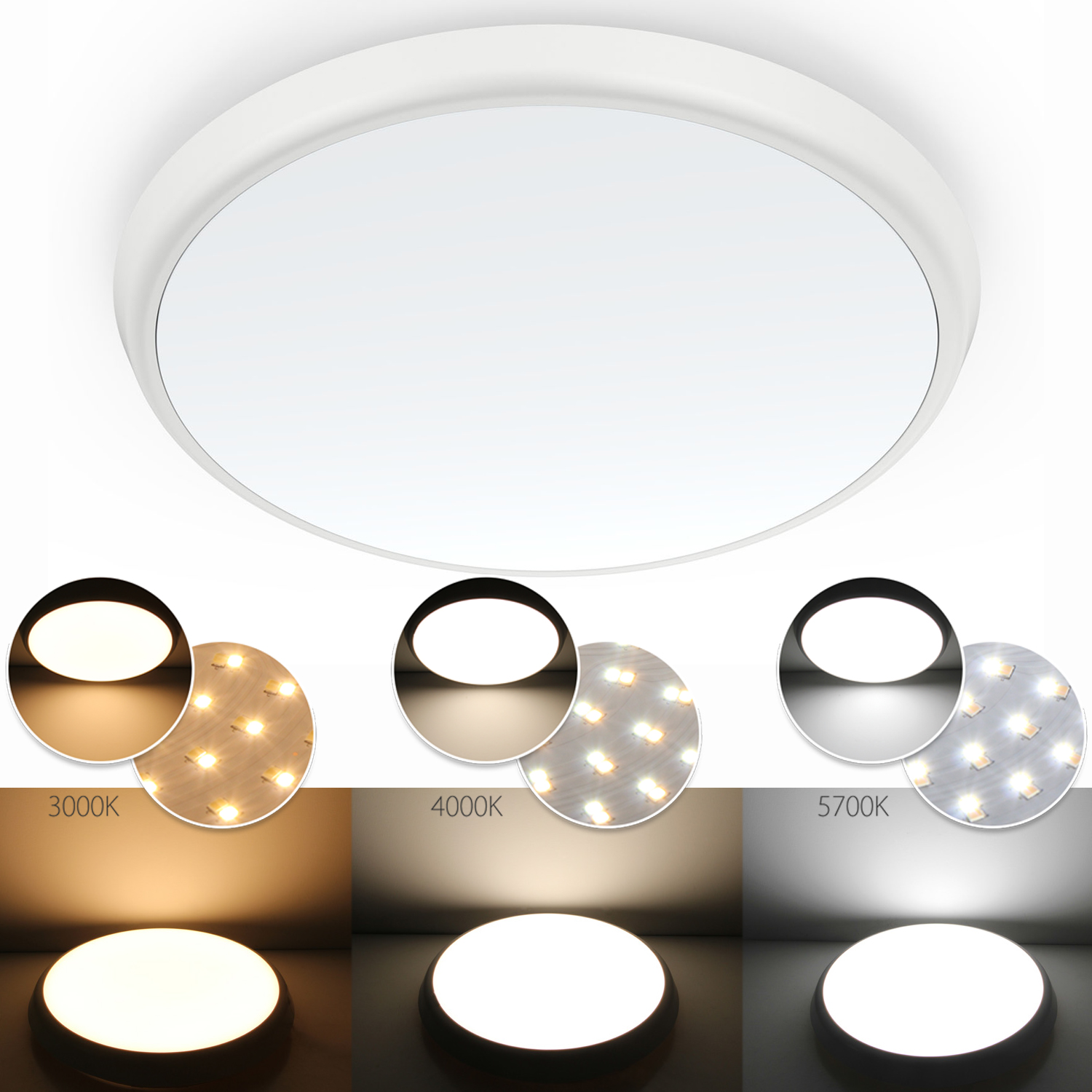 LED Oyster Light - 4000K IP54 18W Slim Dimmable / 25W Dim/Non Dim ...