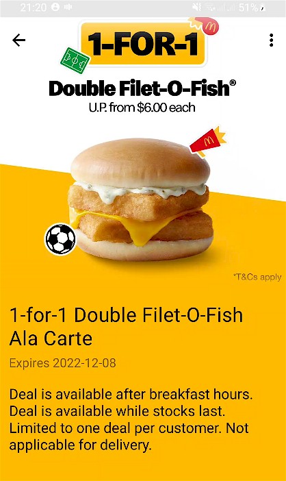[SIC] 1-For-1 Double Filet-O-Fish On 8 Dec (Thurs) | HardwareZone Forums
