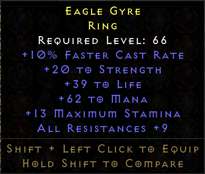 Gg Ring 10fcr/20str/39life/62mana/9@res - Topic - d2jsp