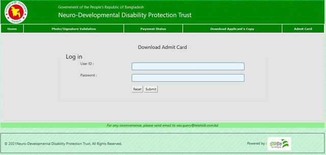 NDDPT Admit Card 2024 PDF Download nddpt.teletalk.com.bd