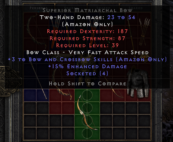 Ft: 4 Os/+3 +15% Sup Ed Matriarchal Bow - Topic - d2jsp