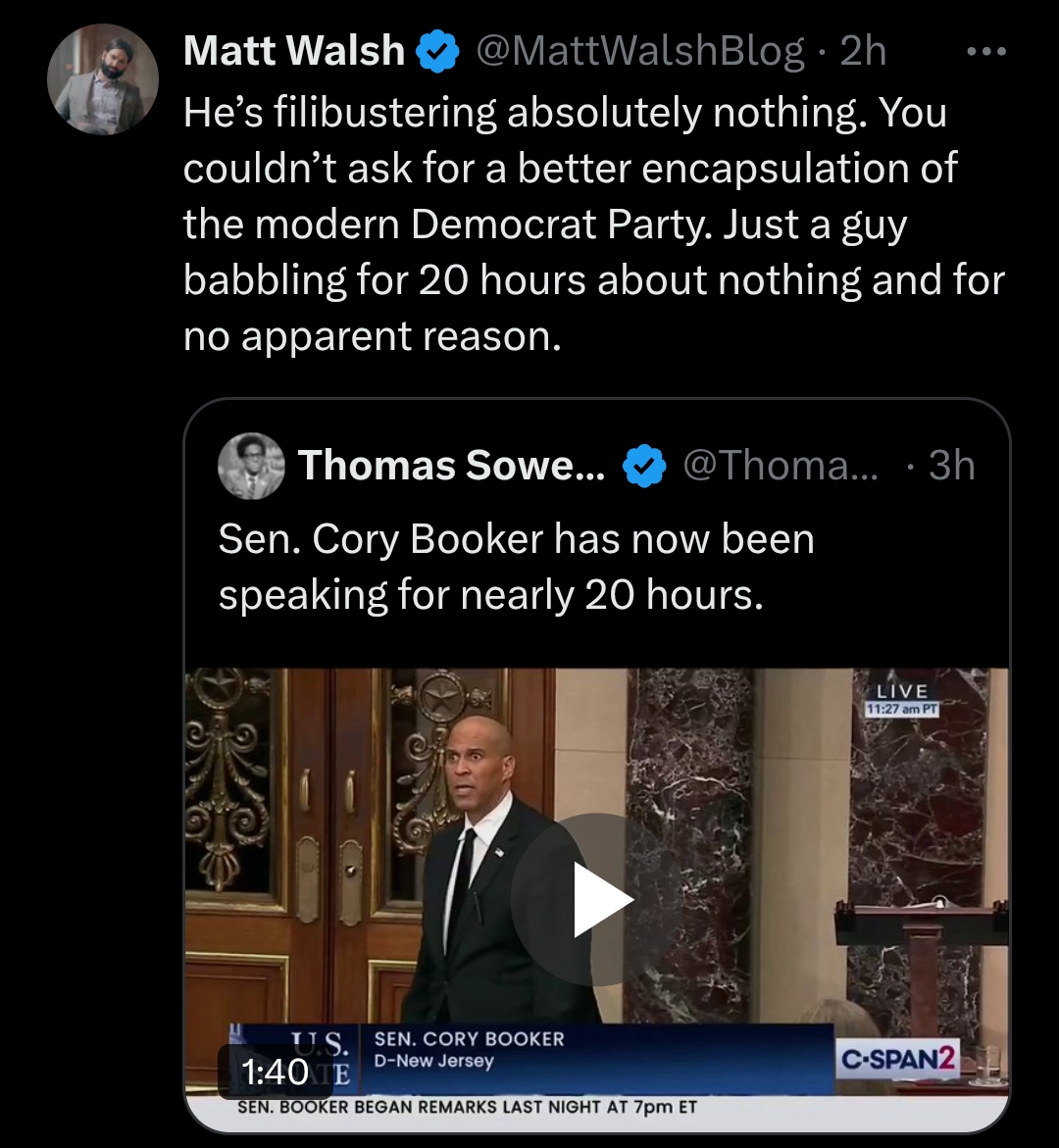 Cory Booker's Sad but record-breaking faux 'filibuster' (Obama, rating ...