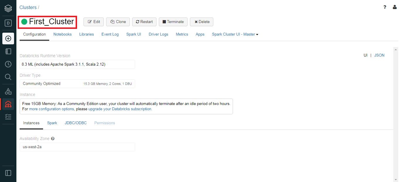 How to create and start a Cluster in Databricks