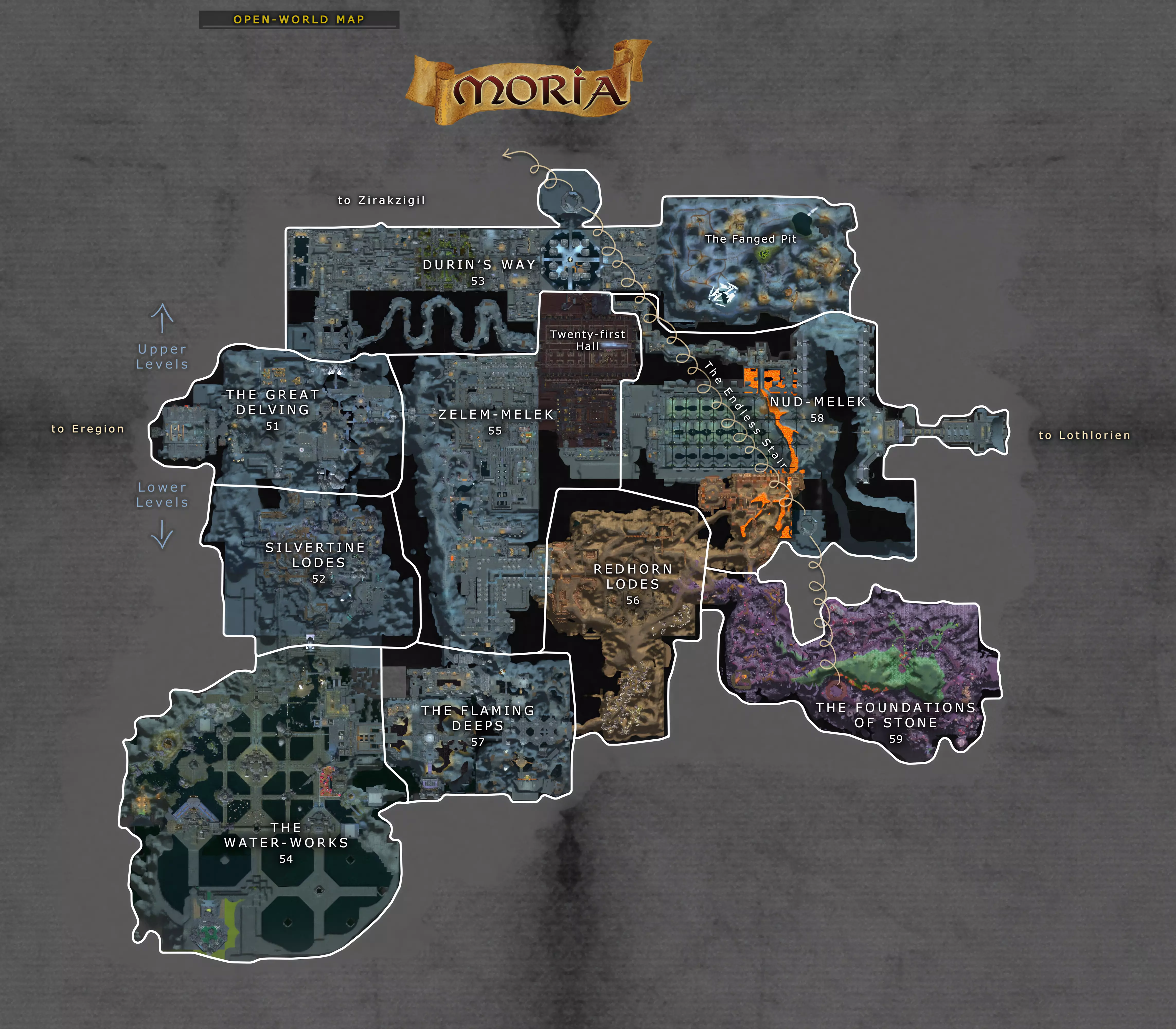 Moria Map – LOTRO Moria Areas & Level Guide (4K Interactive)