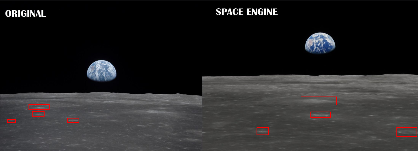Earth From Moon - July 20, 1969 Space Engine and Real Photo Comparison ...