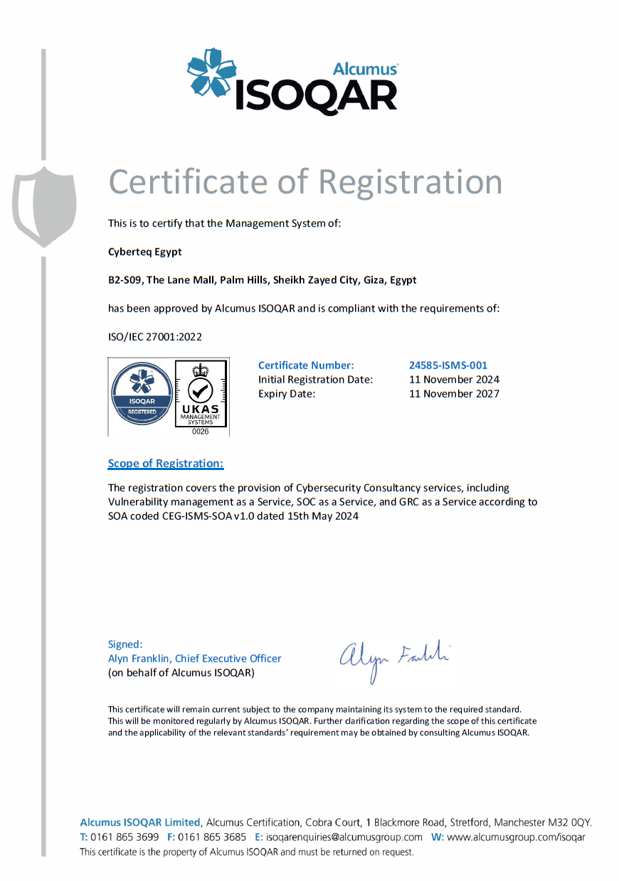 ISO 27001:2022 - Egypt | Cyberteq