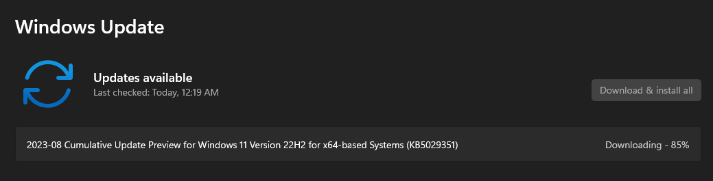 2023-08 Cumulative Update Preview for Windows 11 Version 22H2 for x64 ...