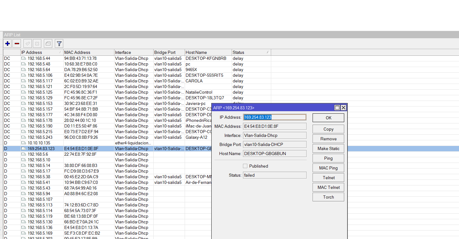 Problem Arp Fail - General - MikroTik community forum