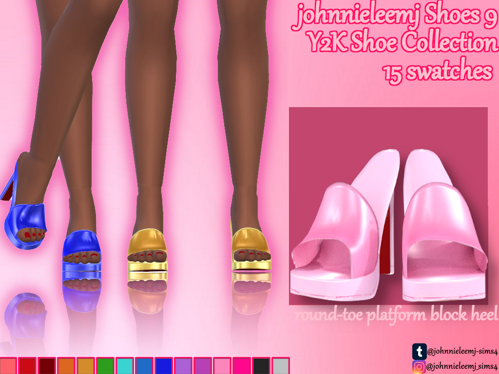johnnieleemj Shoes 9 (Y2K Collection) Round-Toed Block Heel - The Sims ...