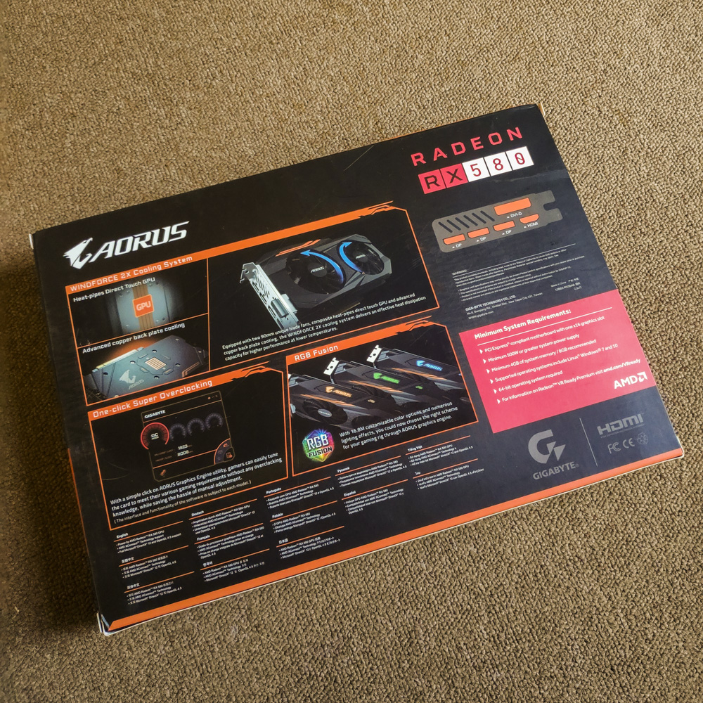 [For Sale] - Gigabyte Aorus RX 580 8GB | AMD | Carbonite