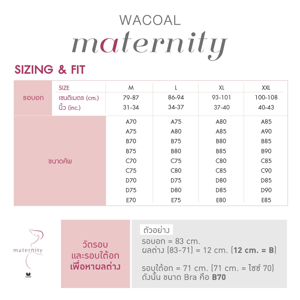 WACOAL เสื้อชั้นในผู้หญิง สำหรับคุณแม่ แบบไม่มีโครง สีชมพูกุหลาบป่า ...