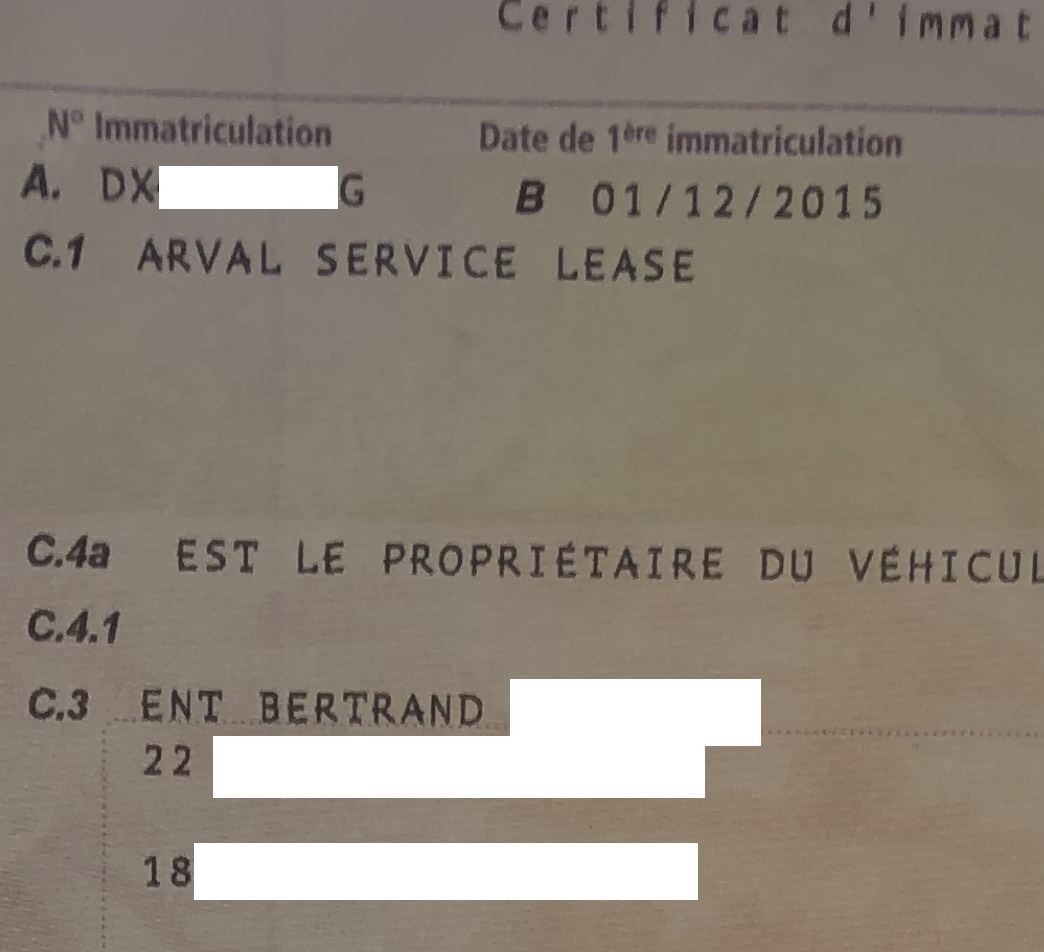 Carte grise au nom d'une société de leasing - Discussions libres ...