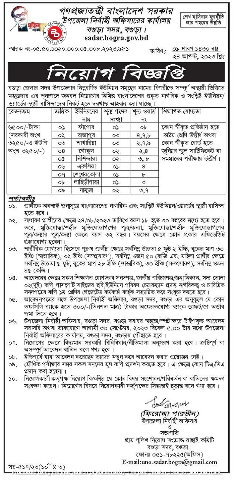 UNO Job Circular 2024 