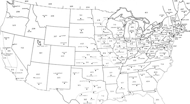 Map of California's 3 Original Area Codes from 1947 (Los Angeles ...