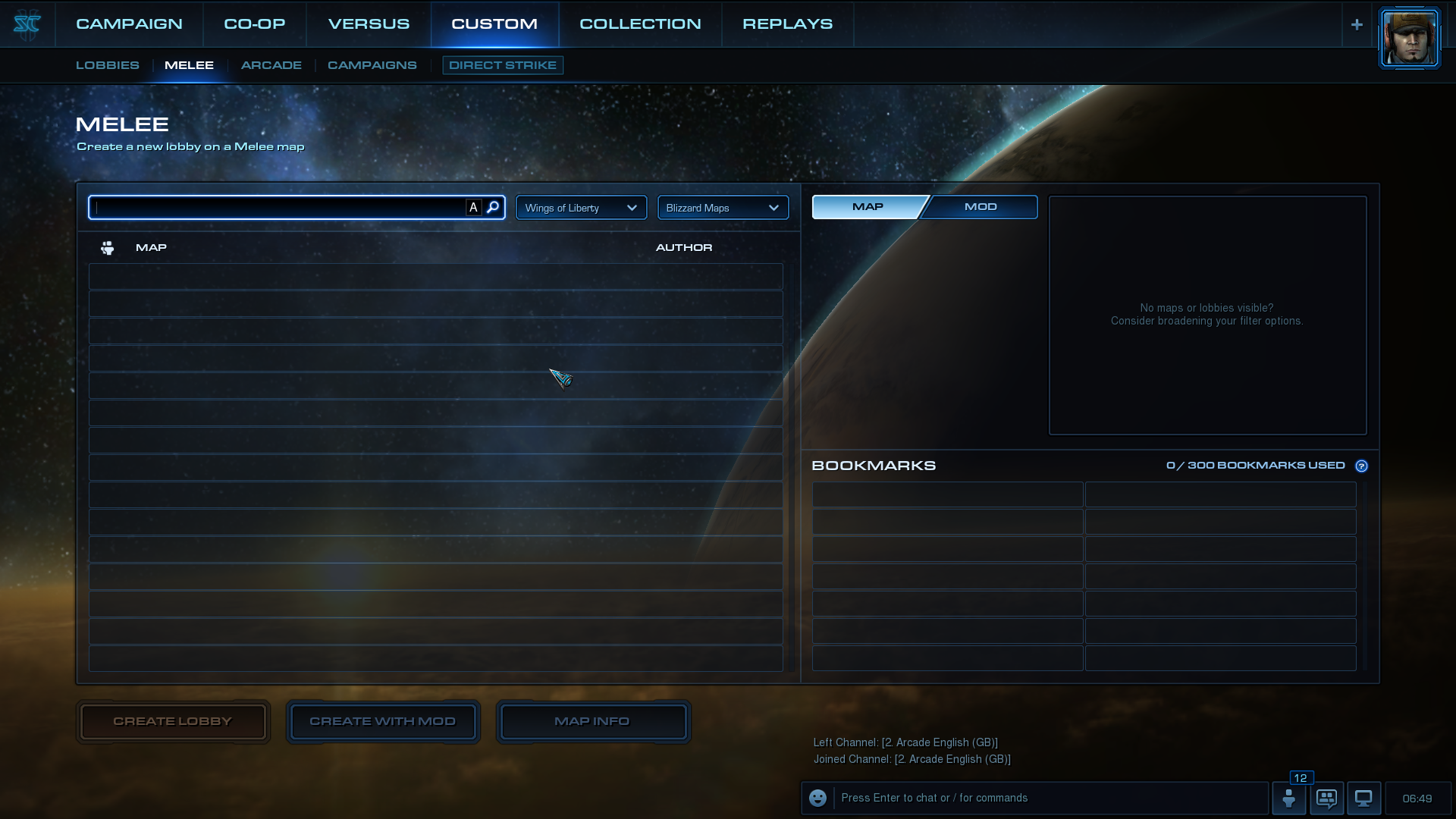 For some reason, when I go to custom games and melee, the maps list ...