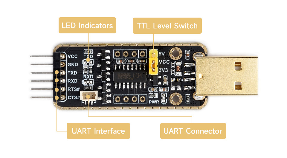 Wave Pi5 USB to UART Debugger Module - Micro Robotics