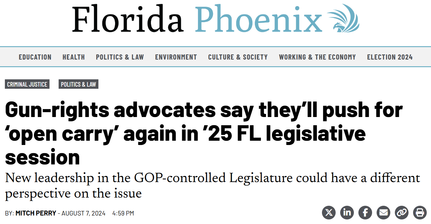 Gun Owners of America is suing FL in Federal Court over OC Ban and ...