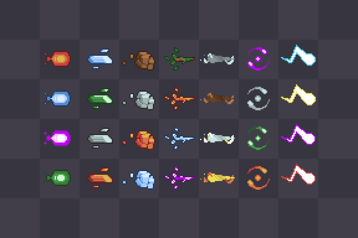 2D Pixel Art Spell Projectile Sprites by Elthen's Pixel Art Shop