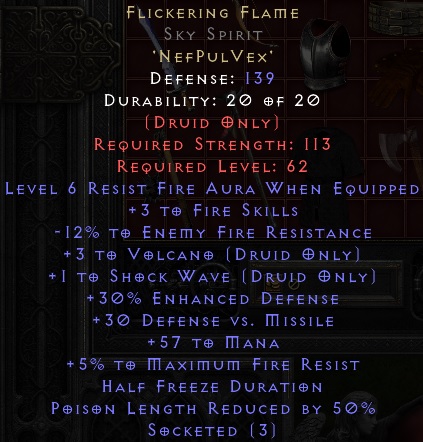 Ft 2 Druid Flickering Flames 3 Volcano + Adds - Topic - d2jsp
