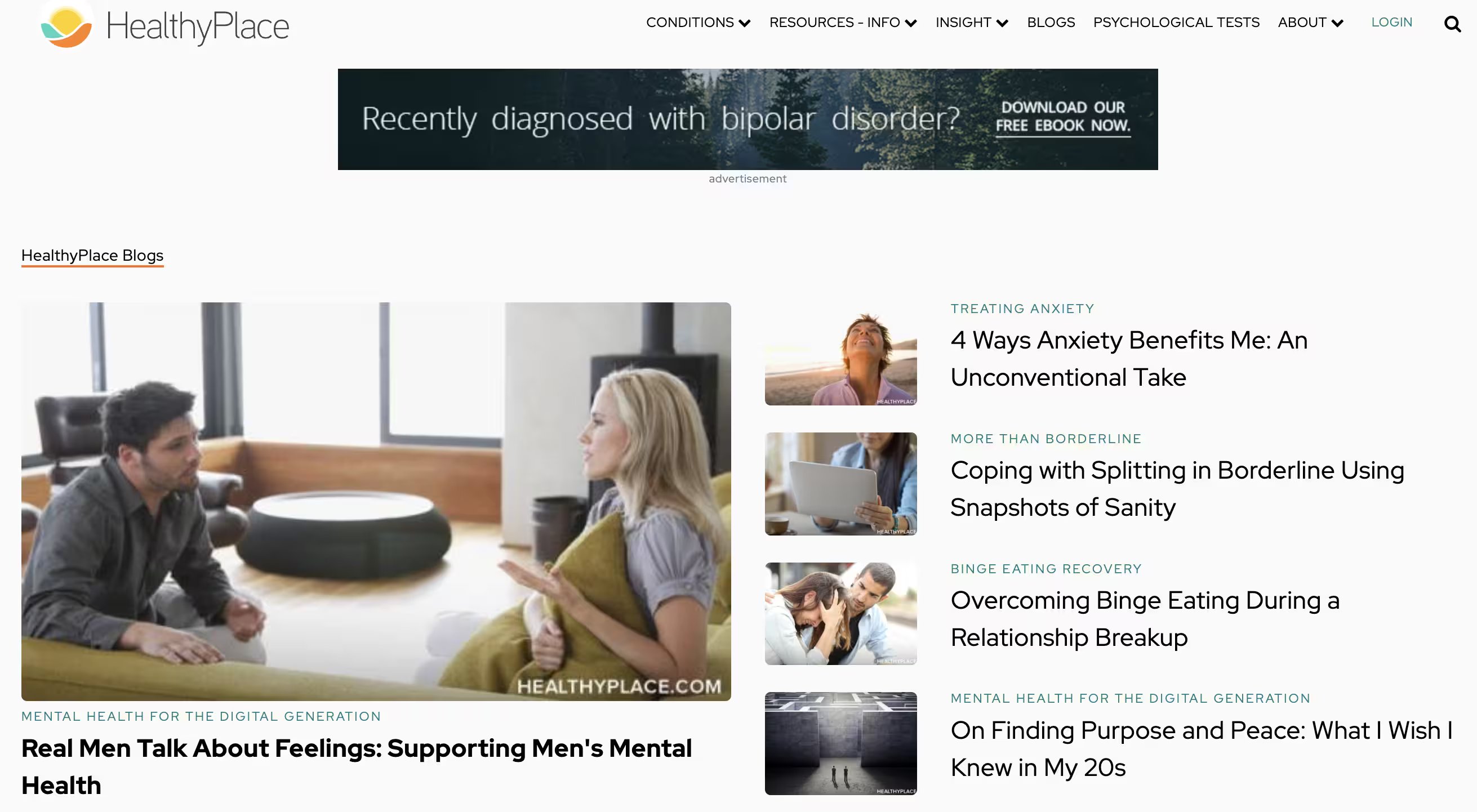 HealthyPlace - HealthyPlace is a mental health website that provi