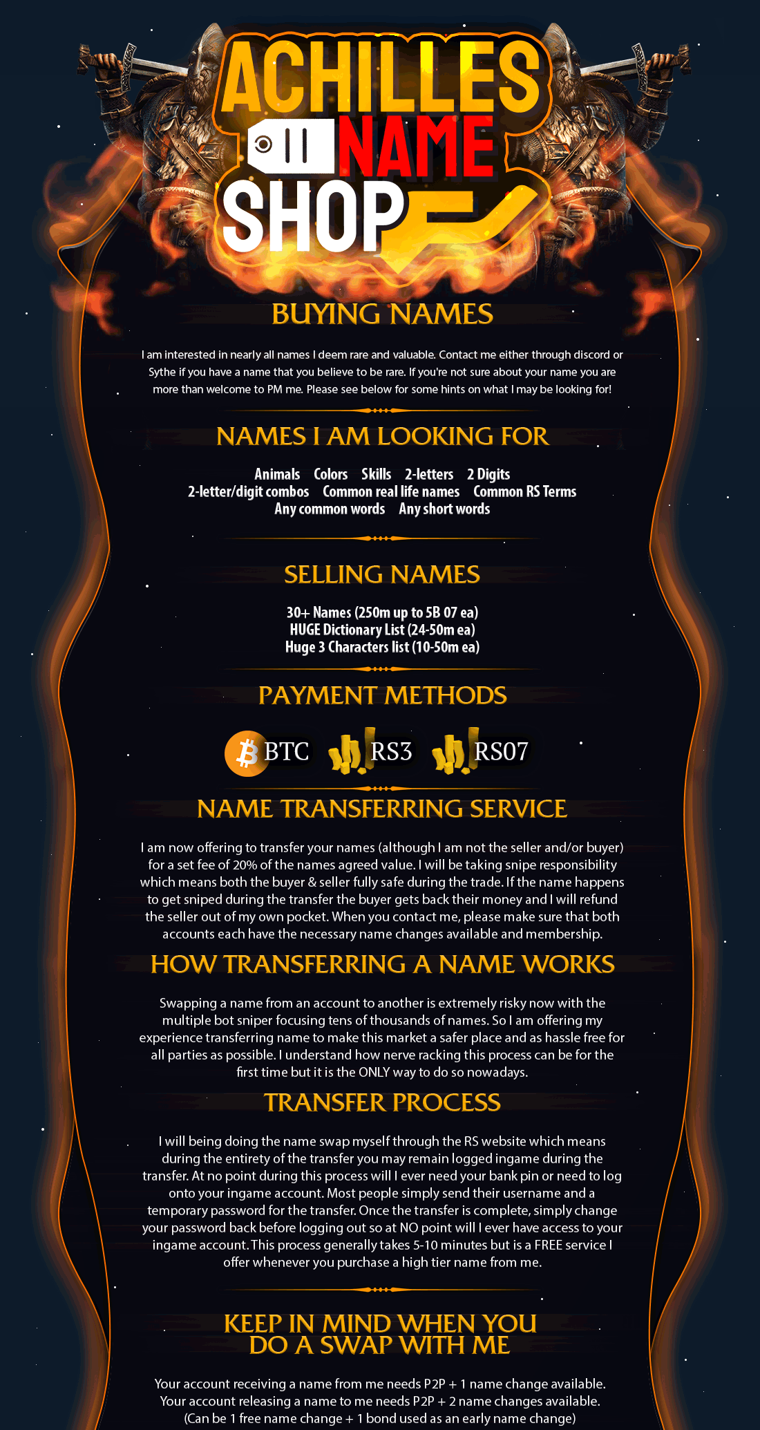 [ 1'000$ DONOR ][⭐20'000$+ TRADED⭐] ACHILLES RARE RS NAMES SHOP! | Sell ...
