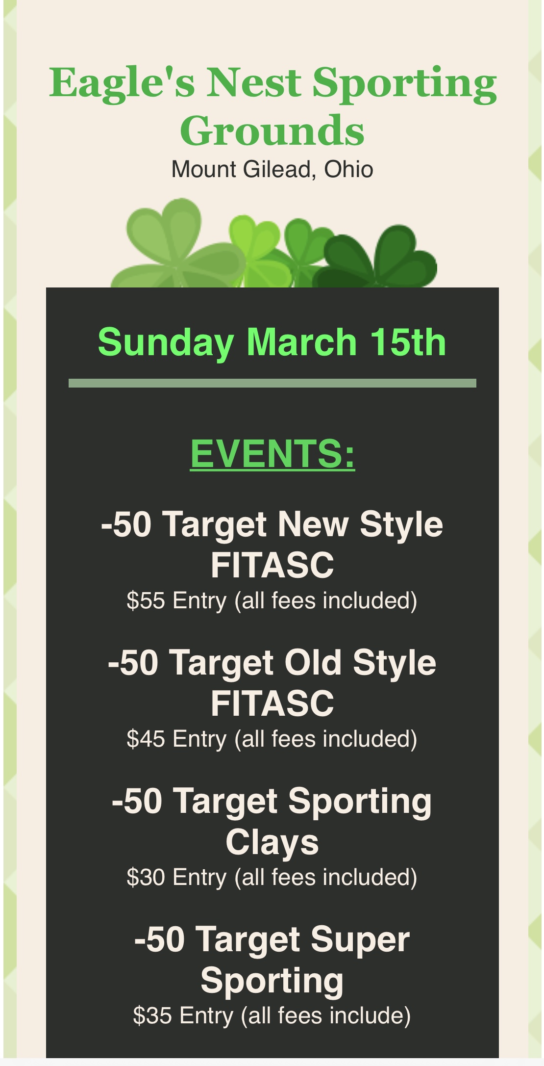 Eagle's Nest March (NEW, OLD) FITASC, Sporting & Super Sport | Shotgun ...
