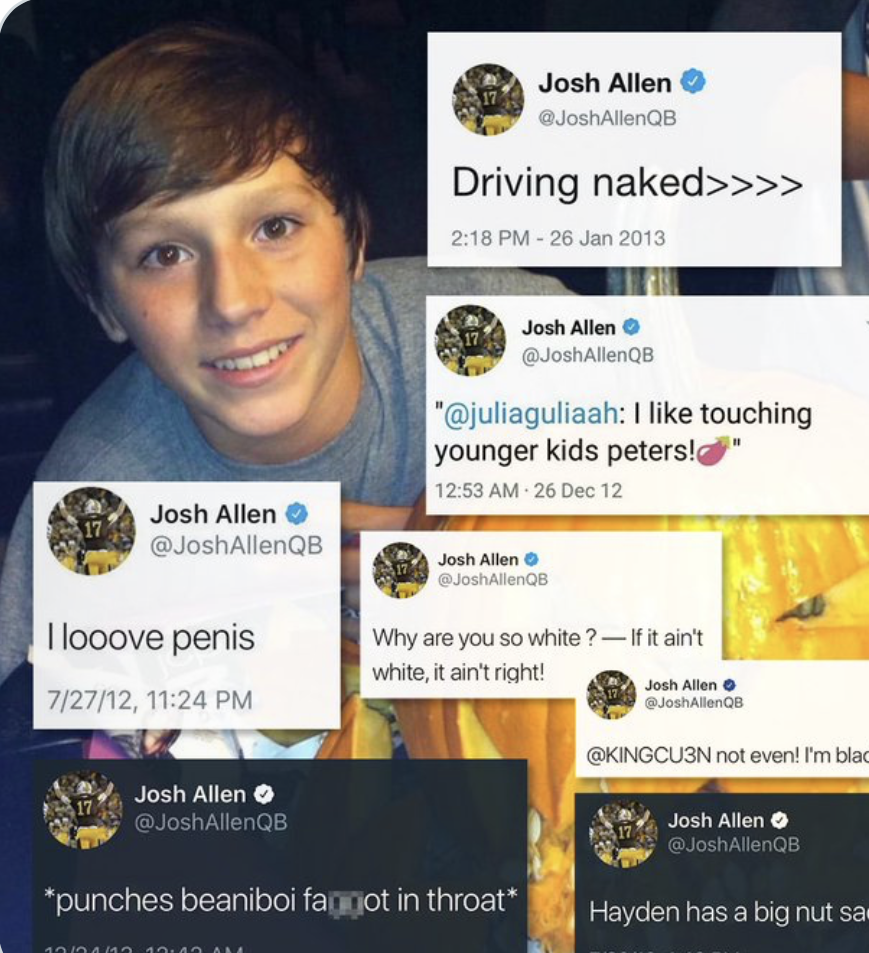 Josh Allen admits to loving CAWK and being a raging racist brehs