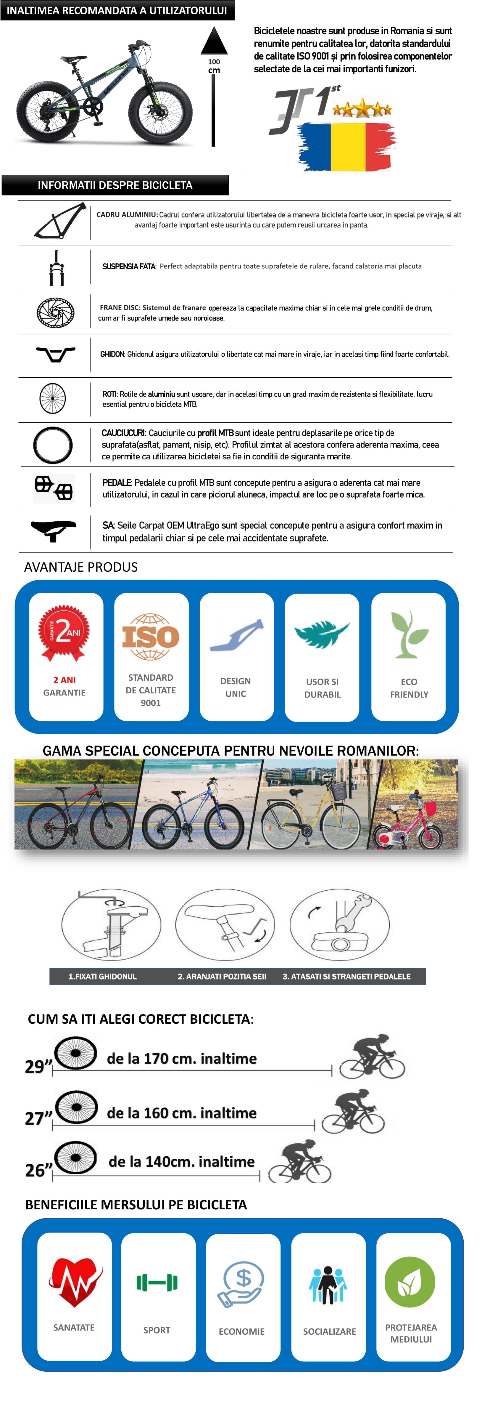 Bicicleta MTB pentru copii Fat Bike Hercules JSX20316A, Velors, roata ...